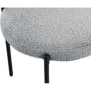 Meridian Furniture Beacon Collection Modern | Contemporary Boucle Fabric Upholstered Dining Chair with Matte Black Metal Frame, Set of 2, 22" W x 21" D x 30" H, Grey