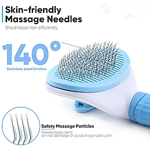 Cat Brush Self Cleaning Slicker Brush with Release Button, Dog Shedding Brush for Grooming, Cat Comb Pet Massage Tool Suitable for Long or Short Pet Hair Cleaner, Removes Tangles & Loose Fur