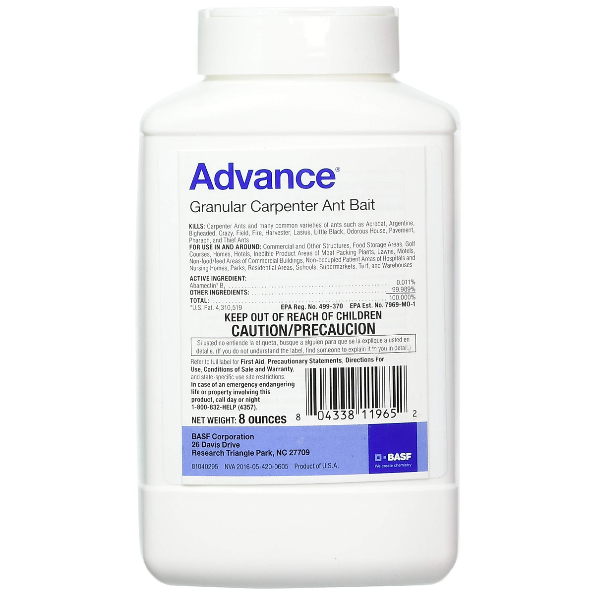 BASF Advance Carpenter Ant Bait (8oz, White) and Bayer Max Force Fleet Ant Gel (Light Yellow)