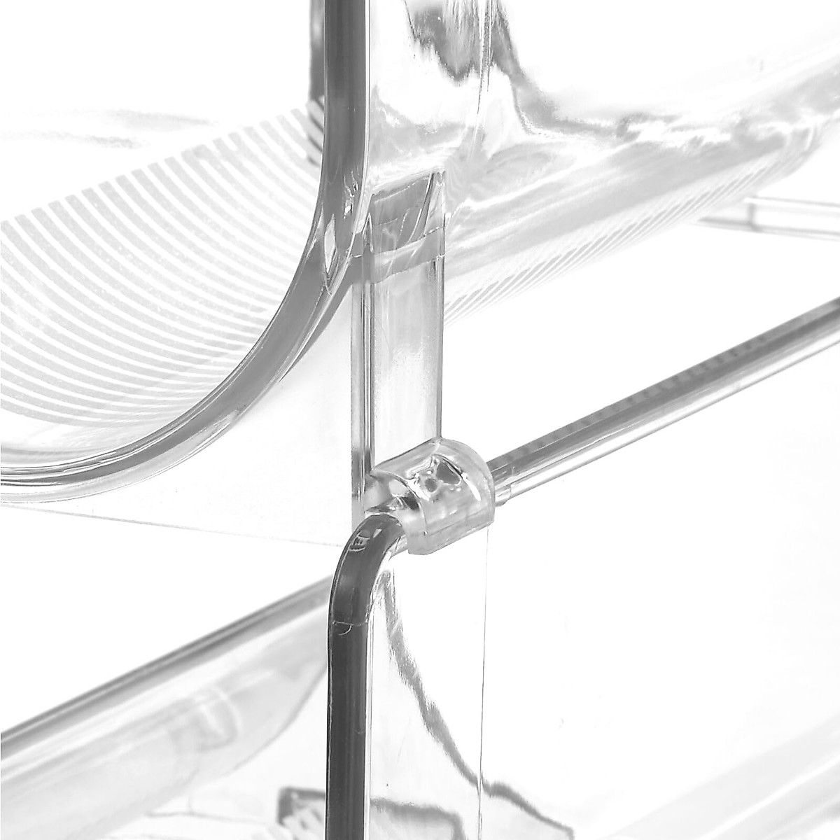 mDesign Stackable Plastic 3 Bottle Refrigerator Wine Rack - Kitchen Storage Organizer Holder for Storing Champagne, Wine, and Water Bottles - Stacking Wine Bottle Organizer for Fridge - 2 Pack - Clear