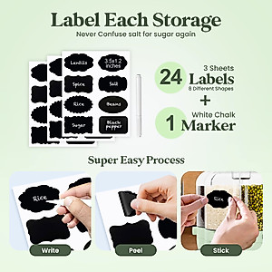 Rice Dispenser 25 Pounds, Kitchen Storage with Chalk Labels and Measuring Cup, Grain Dispenser, 6 Compartment Rice Storage Container, Rotating Food Dispenser for Sunflower Seeds, Popcorn Kernels