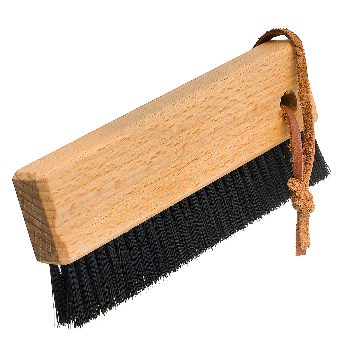 Redecker Fly Screen Brush, Stiff Pig Bristle, Oiled Beechwood Handle, Leather Hanging Loop, Made in Germany
