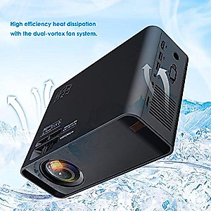 ASHATA Video Projecto,Mini Portable LED 4K 1080P Smart Projector ,HD LED 3D Video Projector HDMI USB VGA AV Home Theater Projector 480P Standard Version 110-240V (Black )