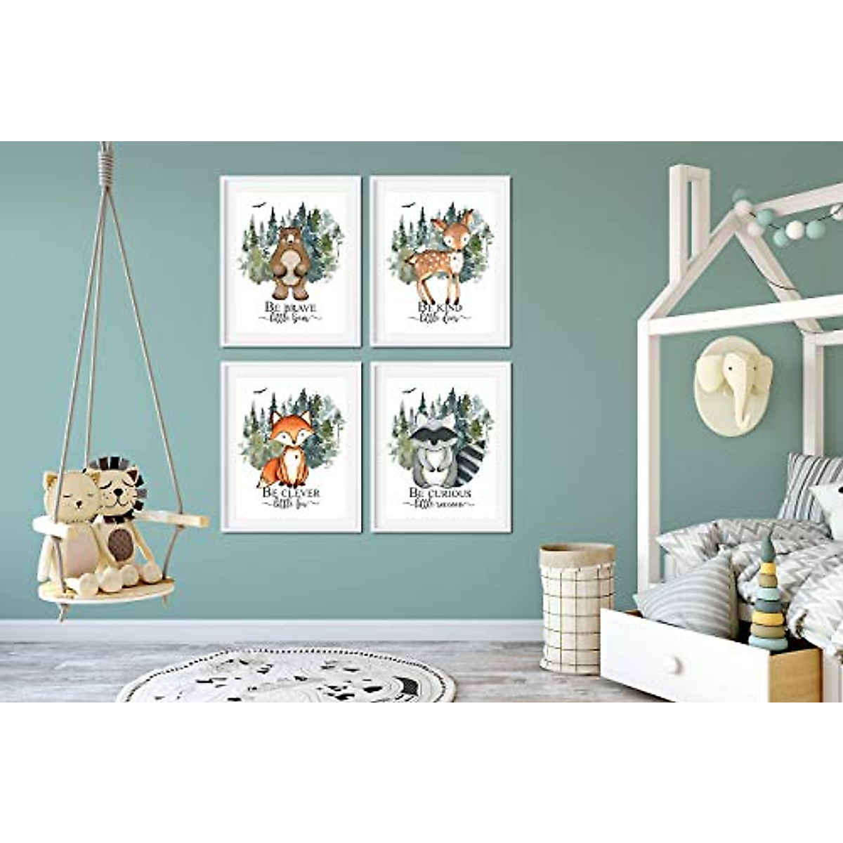 Boy Nursery Wall Decor - Baby Boy Room Decor - Woodland Nursery Decor for Boys - Boys Room Decorations for Bedroom - SET OF 4 Prints - 8x10 Each - UNFRAMED