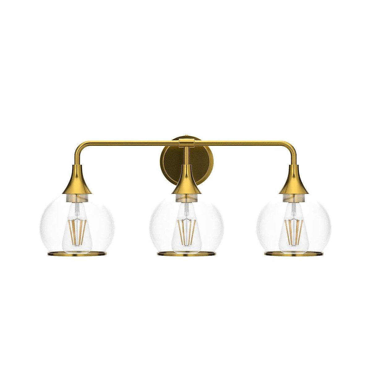 HAHZT Gold Bathroom Vanity Light 3-Lights Bathroom Light Fixtures Over Mirror with Clear Glass Shade 22.4 inch Wall Sconce Lighting Bath(Exclude E26 Bulb)
