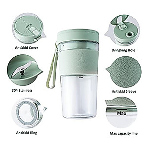 ROCKURWOK Personal Blender, Portable Small Mini Blender with USB for Shakes and Smoothies, 10 Oz, Green