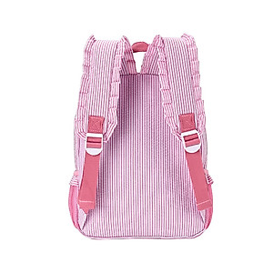 ONGLYP Lightweight Toddler Backpack for Girls,Seersucker Preschool Bookbag for Kids,Cute Pleated Children Kindergarten Backpack,SMALL (Pink, Small)