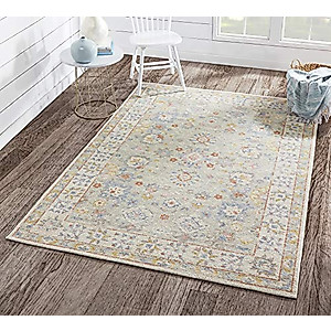 Momeni Anatolia Area Rug, 3 ft 3 in x 5 ft, Light Blue