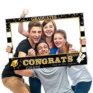 2024 Graduation Photo Props Frame Black and Gold Large Size High School College Graduation Selfie Favors Decorations