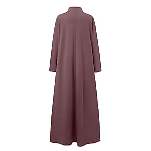 Strapless Dress Womens Casual Maxi Dress Long Sleeve Mock Neck Robe Abaya Muslim Ramadan Dress Flowy Maxi Dress Islamic Evening Gown Gift Card Pink
