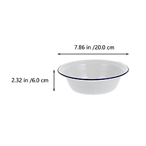 Hemoton 4pcs Vintage Style White Enamel Mixing Bowl with Black Trim Enamelware Metal Large Classic Round Salad Serving Bowl Soup Basins 20cm