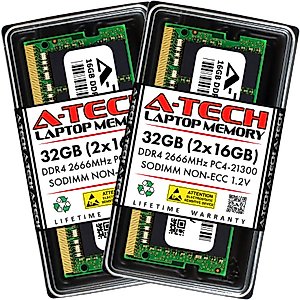 A-Tech 32GB Kit (2x16GB) RAM for Dell OptiPlex 7780, 7480, 5480, 3280 All-in-One Desktops | DDR4 2666 MHz SODIMM PC4-21300 Memory Upgrade