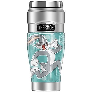 THERMOS Looney Tunes Bugs Bunny Circle Pattern STAINLESS KING Stainless Steel Travel Tumbler, Vacuum insulated & Double Wall, 16oz