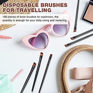 100 Pieces Disposable Angled Eyebrow Brushes Eye Liner Brush Disposable Angle Brushes Tinting Brushes for Women Girls Salon Beauty Cosmetic Make up Tool Disposable Esthetician Supplies