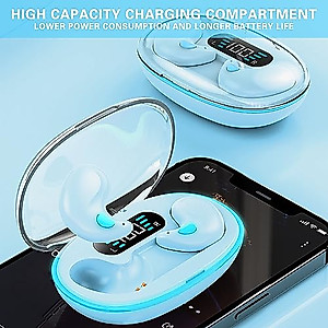 Headphones with Microphone, Bluetooth Earphones, in Ear Sleep Earphones, Hidden, Compact, Music Calls, Long Battery Life, Wireless Headphones, Noise Cancelling Headphones for Sleeping,