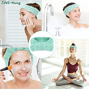 JINS-Hung Facial Spa Headband for Makeup and Washing Face Microfiber Elastic Head Wrap Comfort to Skincare Shower Mask Thick Hair Band for Women & Girls 3-PACK