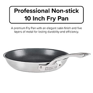 VIKING Culinary Professional 5-Ply Stainless Steel Nonstick Fry Pan, 10 Inch, Ergonomic Stay-Cool Handle, Dishwasher, Oven Safe, Works on All Cooktops including Induction