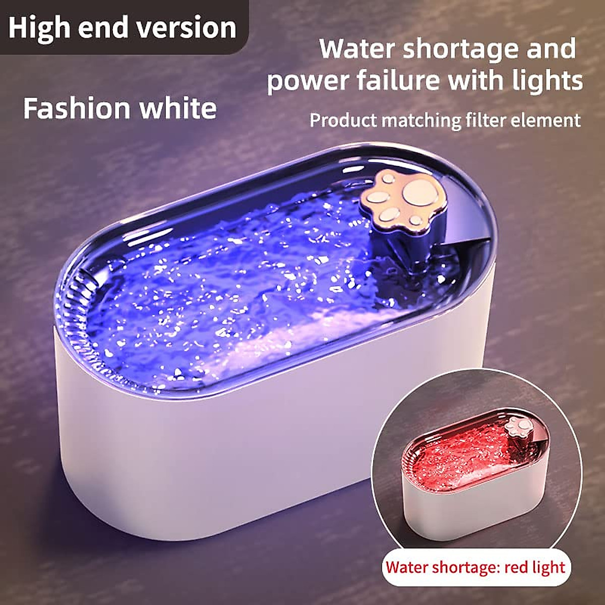 Dog Water Fountain, Whisper Quiet 101oz Cat Fountain Pet Water Fountain, Dog Drinking Bowl, Water Fountain for Cats Inside, Dog Water Dispenser with LED Light, w/ 1 Cat Waterer Filter