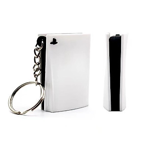 TGDPLUE PS5 Console and PS5 Controller Keychain Kits for Video Game Party Favors Pendant,Gamer Party Bags for Game Birthday Party Supplies,PVC Material-White(1.97in)