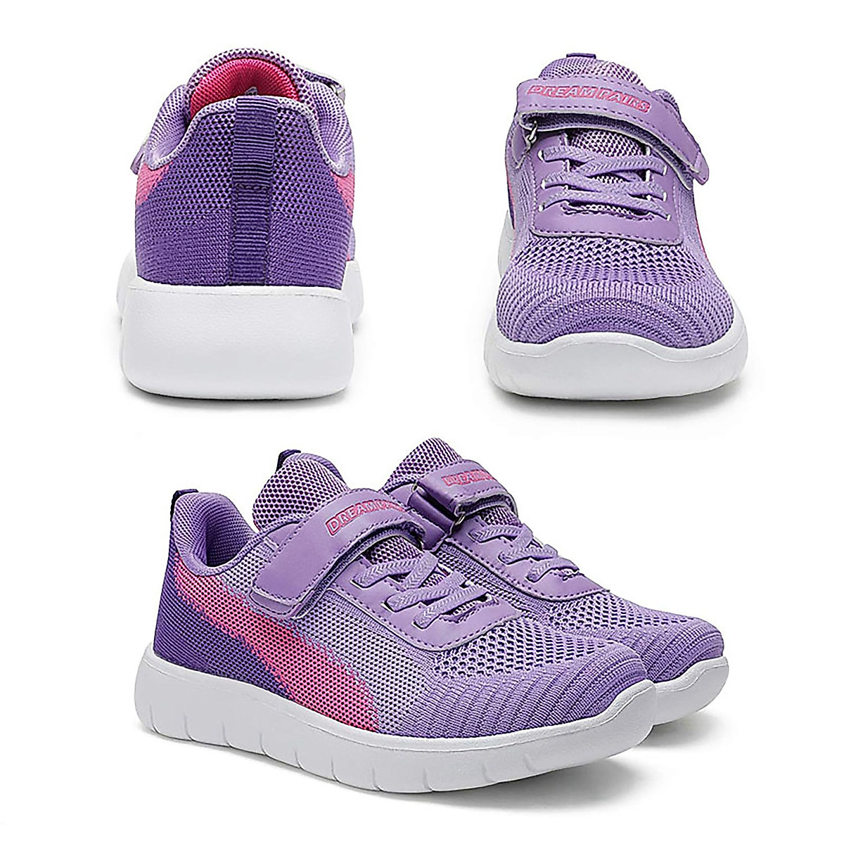 DREAM PAIRS Boys Girls Shoes Kids Tennis EZ-Ons MagicZips Athletic Running Walking Sneakers,Size 2 Little Kid,Purple/Fuchsia,Zoom-K