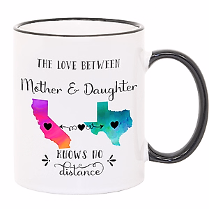 Cupology Mother Daughter Long Distance State Mug, Mothers Day, Going Away gift, State outlines, together forever