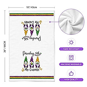 Artoid Mode Parading with My Gnomies Happy Mardi Gras Mask Home Kitchen Towels, 18 x 26 Inch Holiday Ultra Absorbent Drying Cloth Dish Towels for Cooking Baking Set of 2