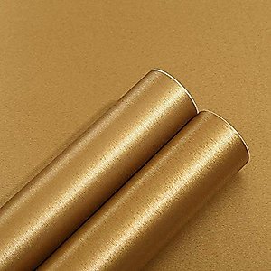 Self Adhesive Vinyl Brushed Metallic Gold Stainless Steel Contact Paper for Fridge Refrigerator Dishwasher Stove Kitchen Appliances 15.7x117 Inches