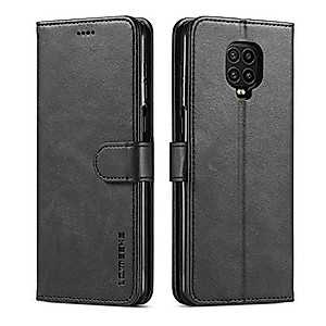 Redluckstar Redmi Note 9S Case, PU Leather Wallet Flip Cover [3 Card Slots 1 Money Pocket] [Magnetic Closure] [Stand] Shockproof Bumper Folio Phone Case for Xiaomi Redmi Note 9S (Black)