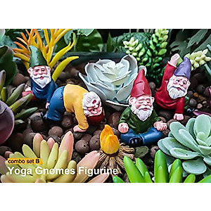 YARCHONN Miniature Garden Gnomes Ornament Outdoor, Resin Elf Statue, Funny Gnome Fairy Garden Accessories for Patio, Yard, Lawn or Home Garden Decorations, (5PK Yoga Theme)