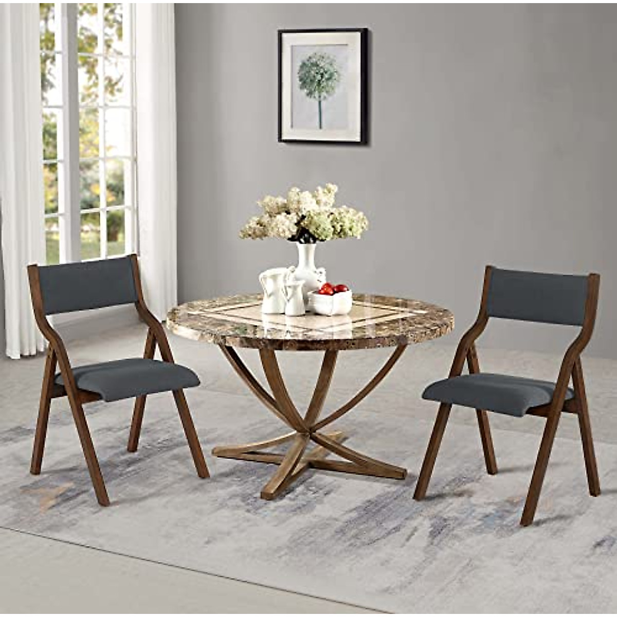 Ball & Cast Modern Folding Chairs Foldable Dining Chairs Set of 2, 18" Seat Height, Dark Grey