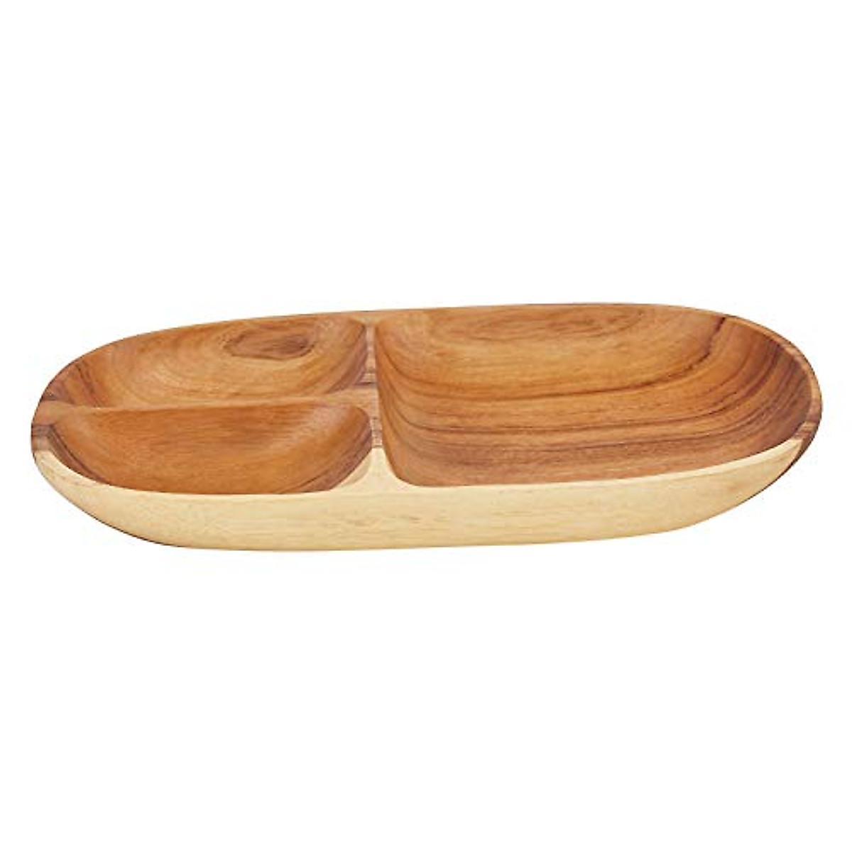 Creative Co-Op DF3141 Divided 3-Section Wood Serving Tray, Brown