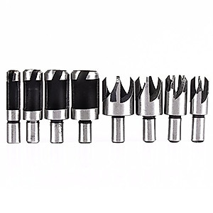 8 Pcs Chamfer Wood Plug Cutter Drills Straight & Tapered Taper Claw Type Drill Bits 5/8" 1/2" 3/8" 1/4" Woodworking Cutting Tool