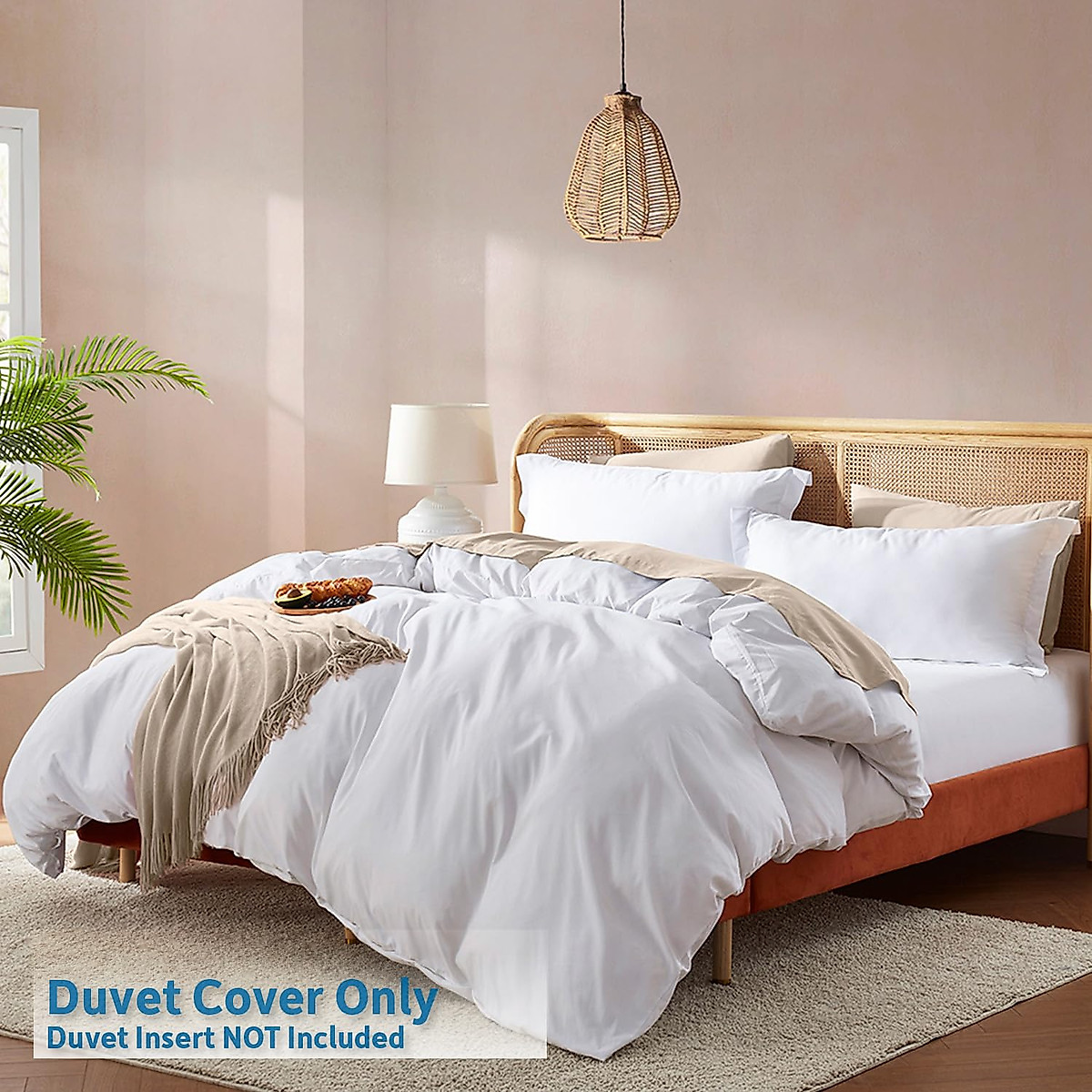 Nestl White California King Duvet Cover Sets - Soft Double Brushed Cal King Duvet Cover, 3 Piece, with Button Closure, 1 Duvet Cover 104x98 inches and 2 Pillow Shams