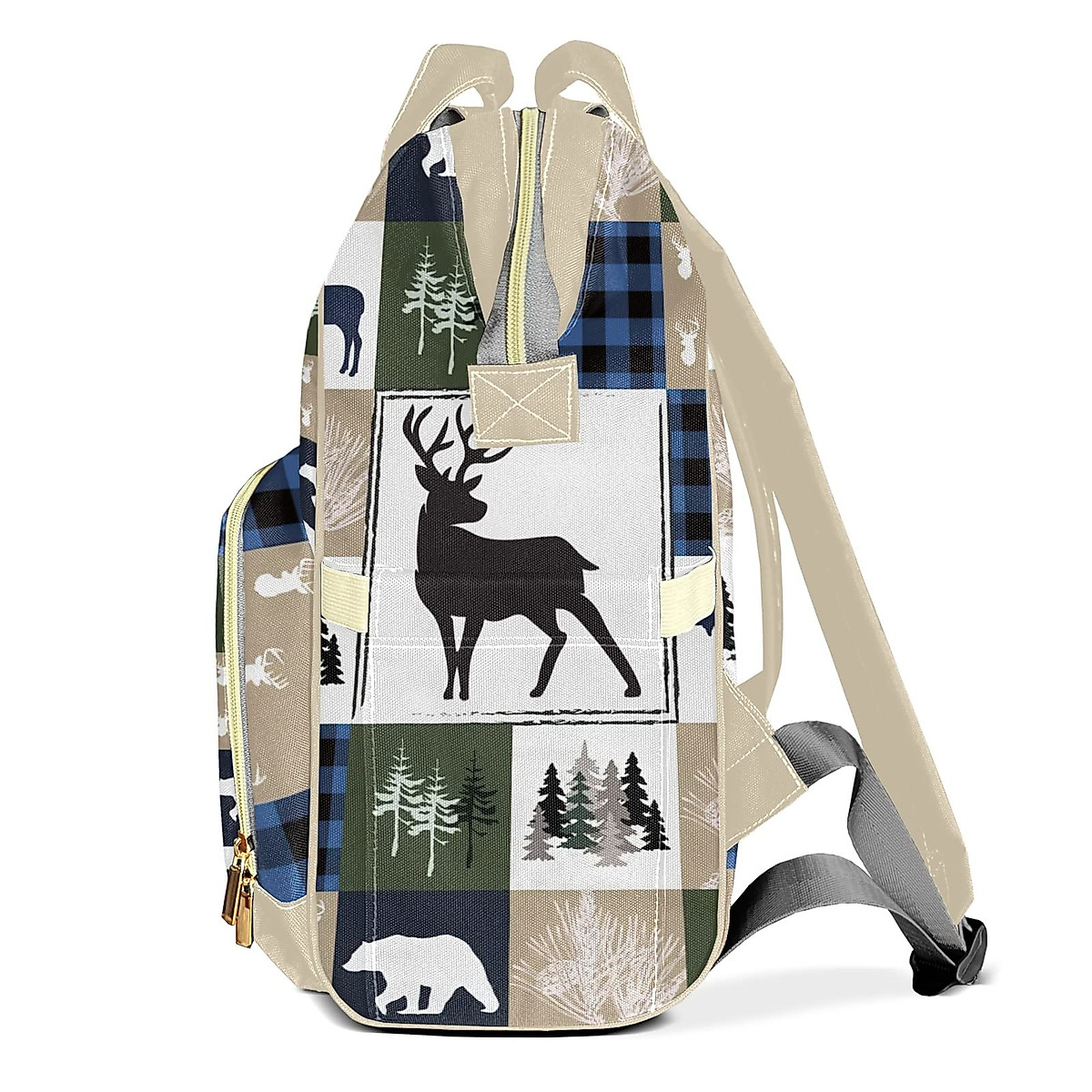 XIUCOO Personalized Deer Bear Diaper Bag Backpack with Name Custom Nappy Mommy Bags for Baby Girl Boy Gifts