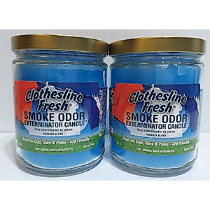 Smoke Odor Exterminator 13oz Jar Candles (Clothesline Fresh, 2)