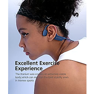 Sanag Open-Ear Wireless Earphones Air Conduction Headphones Bluetooth 5.0 with Mic,Titanium Lightweight,Waterproof,Music Answer Phone Call for Running Hiking Driving Cycling