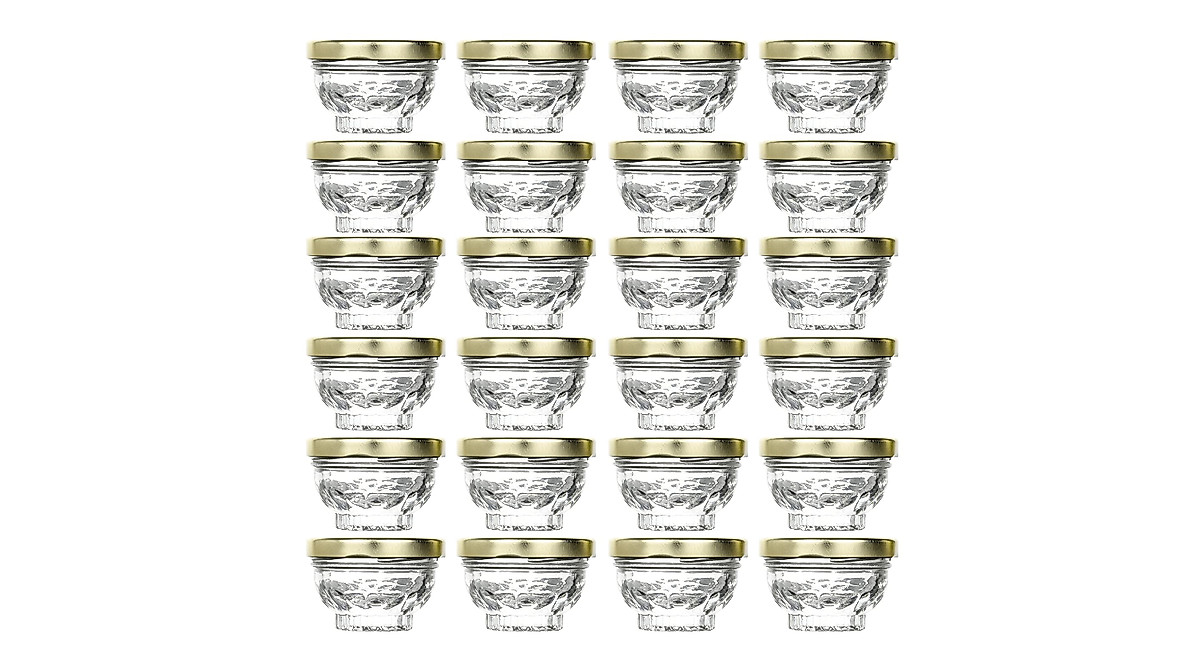 Mini Glass Storage Jars with Tin Lids - 24 Pack for Food & Crafts