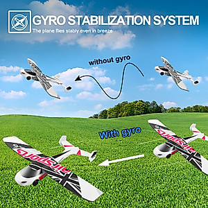 4DRC RC Plane, 2.4Ghz Remote Control Airplane,Flying with 2 Batteries & Propeller 6-axis Gyro Stabilizer,Blue&Green Light,Easy to Fly for Beginners Adults Kids Boys
