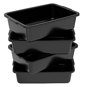 Julyeen 4 Pack 32 L Commercial Restaurant Bus Tubs, Large Plastic Bus Box, Black