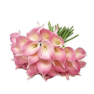 Floral Kingdom USA 14" Real Touch Latex Calla Lily Bunch Artificial Spring Flowers for Home Decor, Wedding Bouquets, and centerpieces (Pack of 10) (Blush Pink)