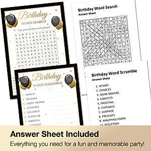 Birthday Party Games - Set of 4 Games for 30 Guests - Double Sided Cards - Birthday Party Supplies for Adults