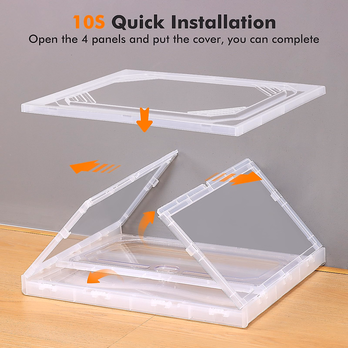 ELUCHANG Clear Shoe Storage Boxes, Large Plastic Stackable Shoe Organizer for Closet, Portable Foldable Shoe Box for Sneaker,Enterway, Under the Bed, Bathroom,Cabinet, Men, Women, Fit Up to US 14