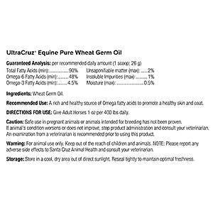 UltraCruz-sc-395355 Pure Wheat Germ Oil Supplement for Horses and Livestock, 1 Gallon