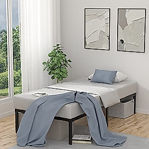 Meberam 14 Inch Twin Size Metal Platform Bed Frame Heavy Duty Mattress Foundation Support No Box Spring Need, Black