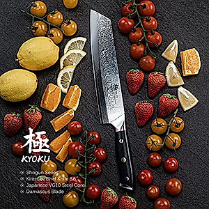 KYOKU Kiritsuke Chef Knife 8.5" - Shogun Series - Japanese VG10 Steel Core Forged Damascus Blade - with Sheath & Case