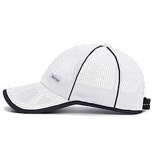 FASHIXD Mesh Baseball Cap for Men Women Summer Running Sports Hat Breathable Quick Dry Trucker Hats (Sport-White)