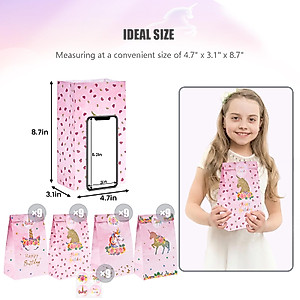 JOHOUSE 36PCS Party Favor Bags, Cute Princess Treat Bags Pink Goodie Bags Paper Gift Bags for Kids Girls Princess Theme Party Birthday Baby Shower