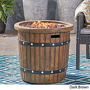 Christopher Knight Home Muriel Outdoor 25" Light-Weight Concrete Round Fire Pit 40K BTU, Dark Brown