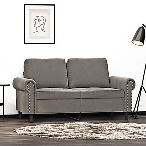 FAMIROSA 2-Seater Sofa Light Gray 47.2" Velvet (Weight: 51.81 lbs)