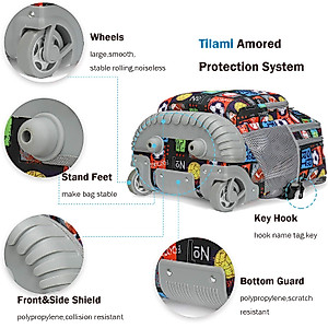 Tilami Rolling Backpack 18 inch with Pencil Case Wheeled Laptop Bag, Sport Balls